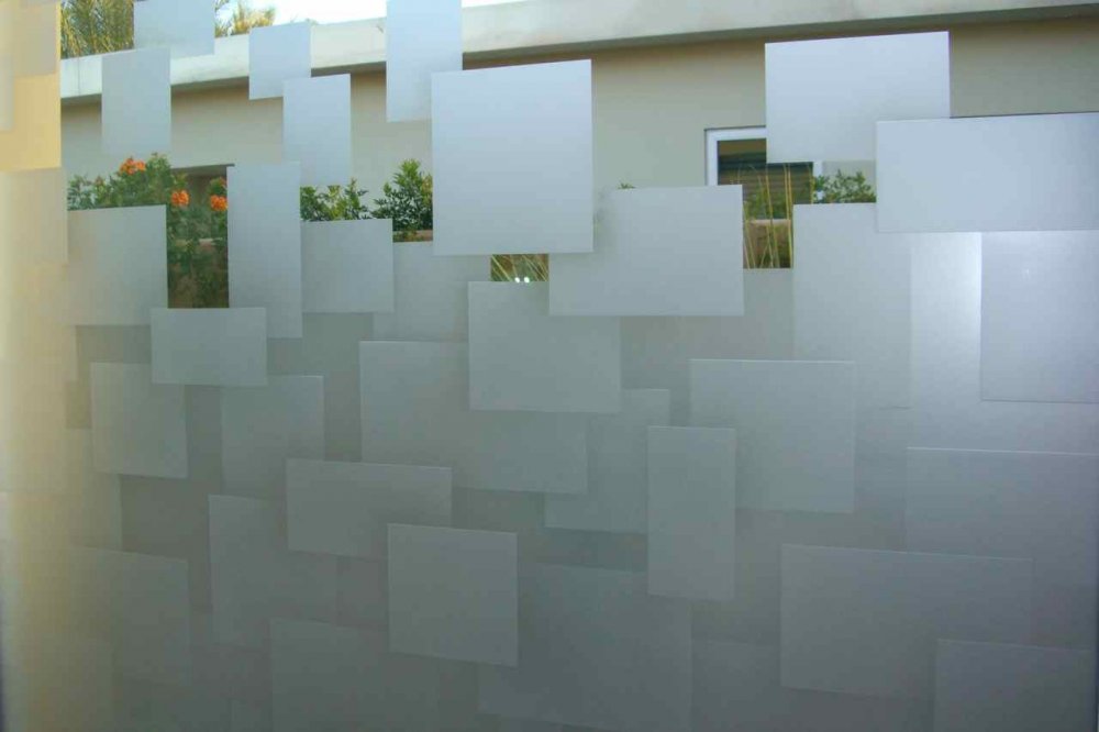 Frosted Glass Front Door - Cubes - 3D Carved & Shaded - Sans Soucie Art ...