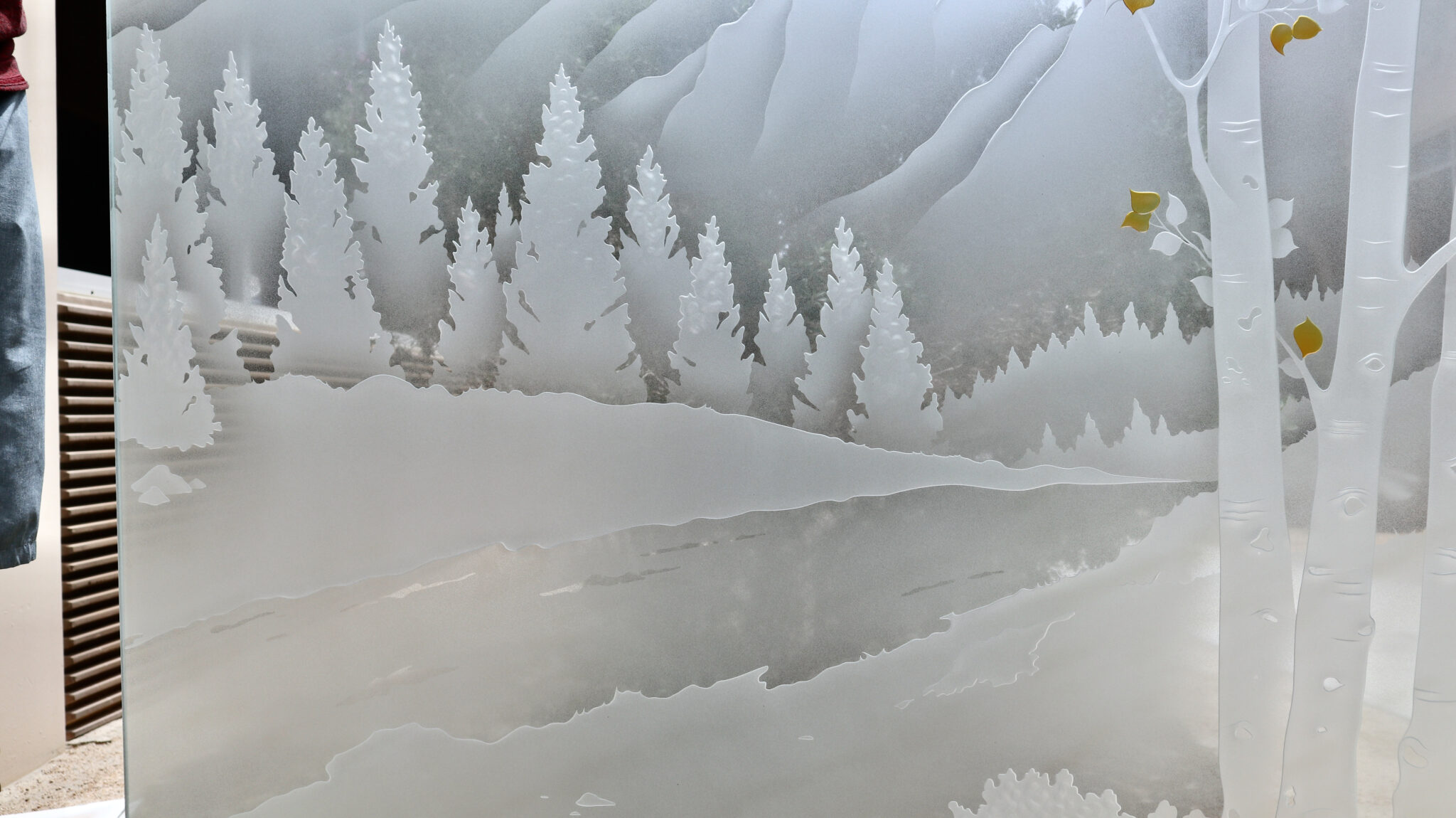 Frosted Glass Window - Birch in the Rockies - 3D Enhanced Painted ...