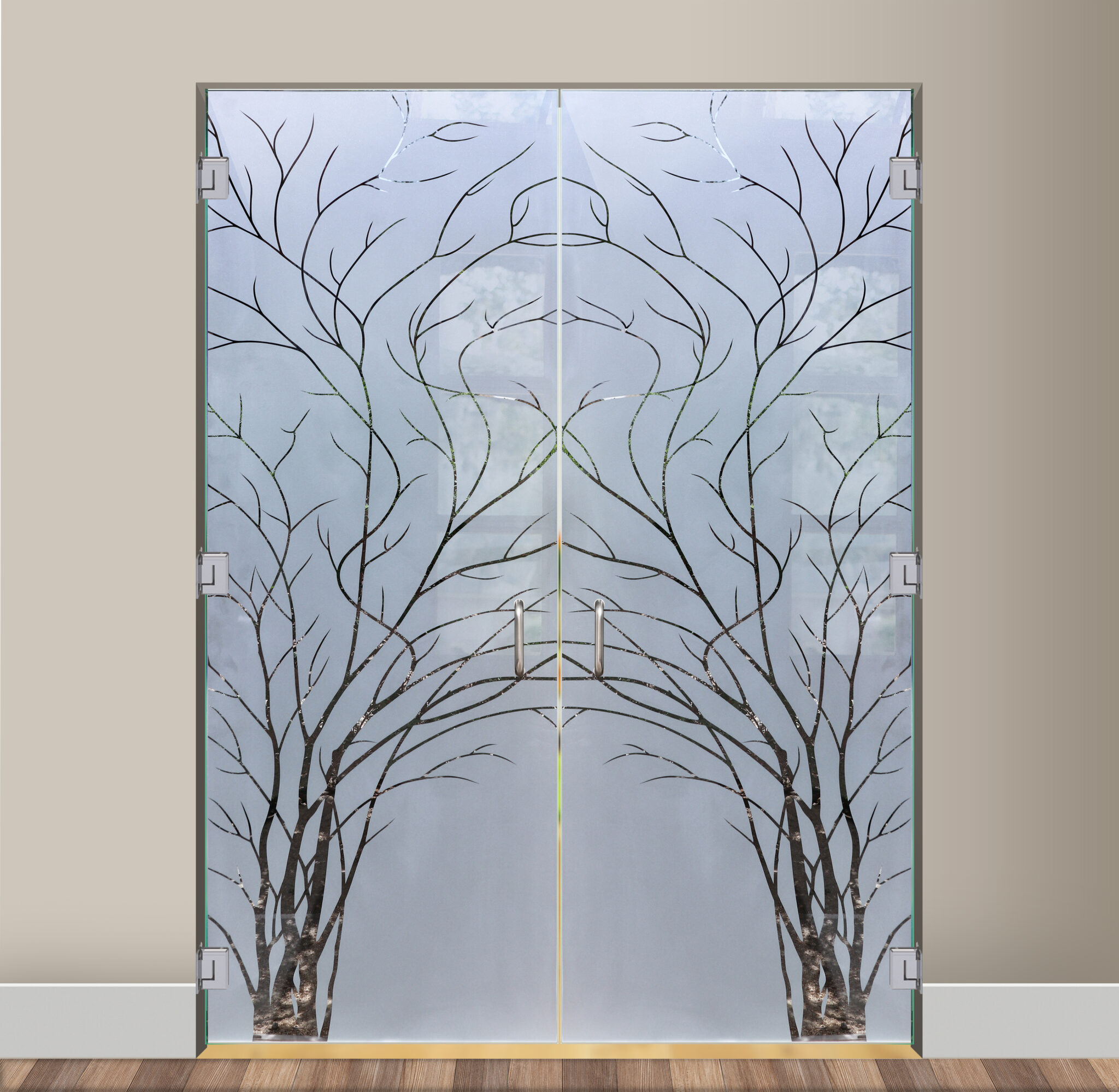 Frosted Glass Interior Glass Door - Wispy Tree - 1D Negative - Sans ...